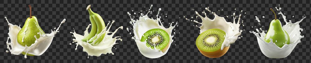 PNG Fruits splashing milk, element | Premium PNG - rawpixel