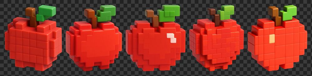 PNG Pixelated apples vibrant colors | Premium PNG - rawpixel