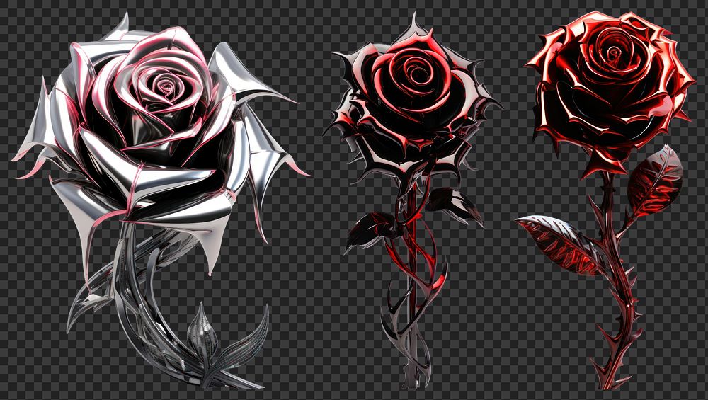 PNG Three metallic roses silver | Premium PNG - rawpixel