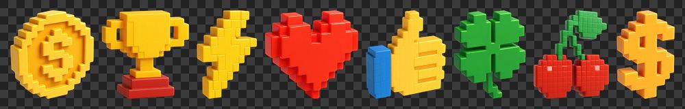 PNG Colorful pixelated retro icons | Premium PNG - rawpixel