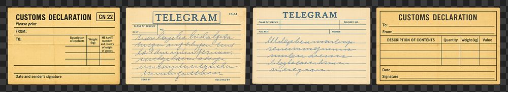 PNG Vintage telegram customs declaration | Premium PNG - rawpixel