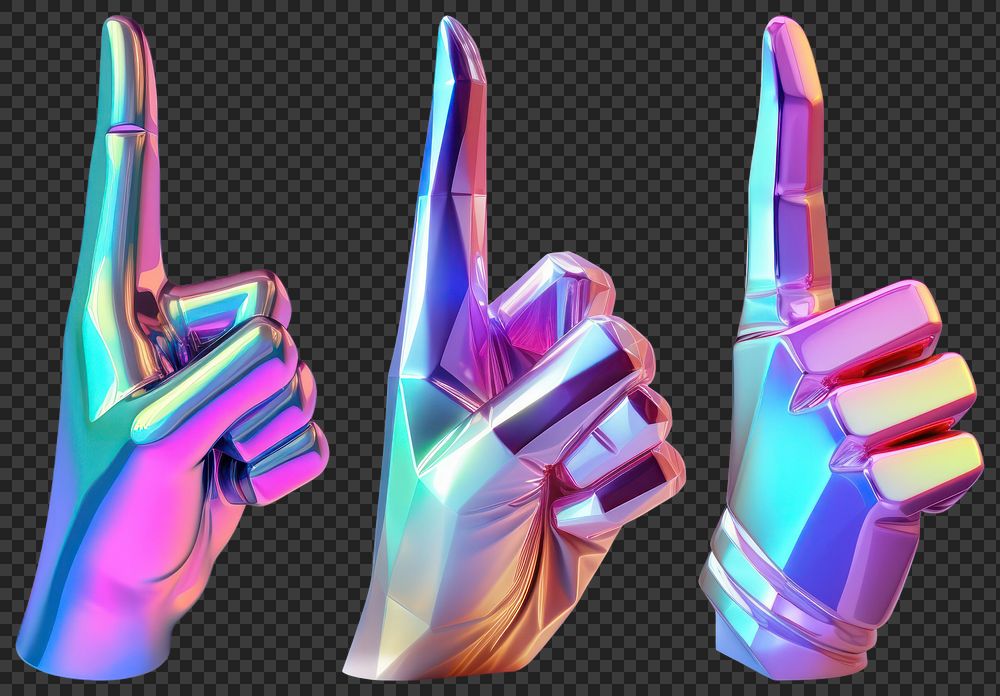PNG Futuristic iridescent pointing hands | Premium PNG - rawpixel