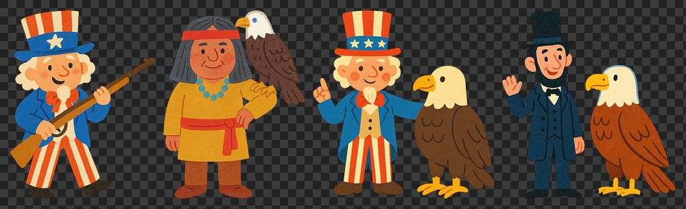 PNG Patriotic cartoon historical figures | Premium PNG - rawpixel