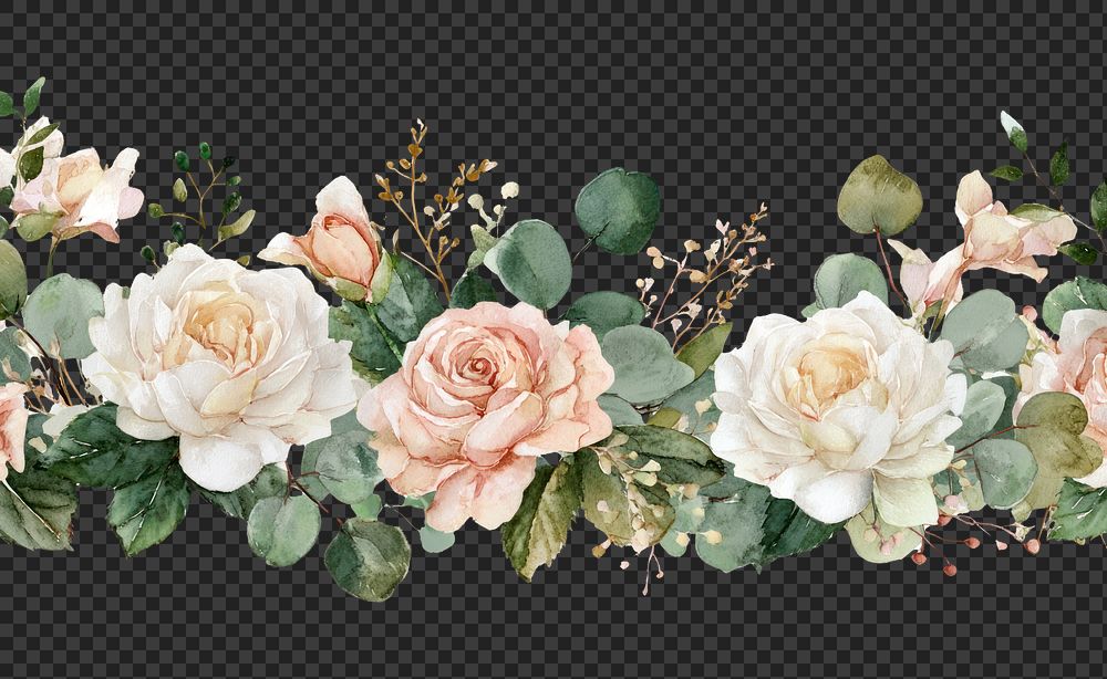 Watercolor Roses Pattern Border Images | Free Photos, PNG Stickers ...