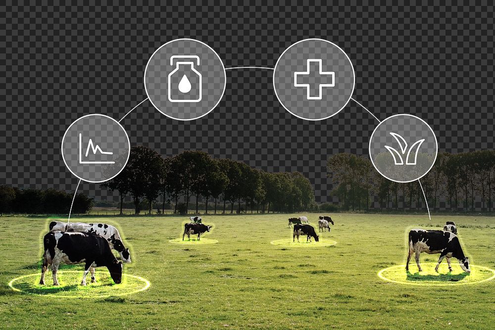 Smart farming png border, cattle | Premium PNG - rawpixel