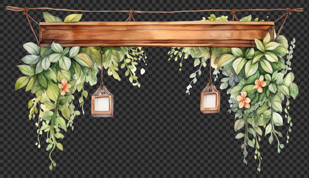 PNG Hanging plant illuminated decoration. | Free PNG - rawpixel