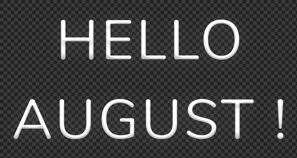 Neon Hello August! word png | Free PNG - rawpixel