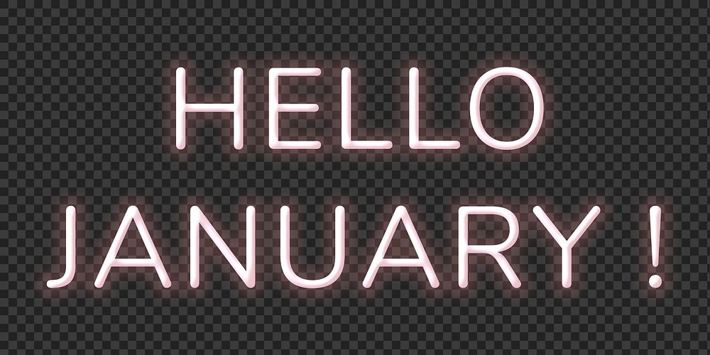 Glowing neon Hello January! png | Free PNG - rawpixel