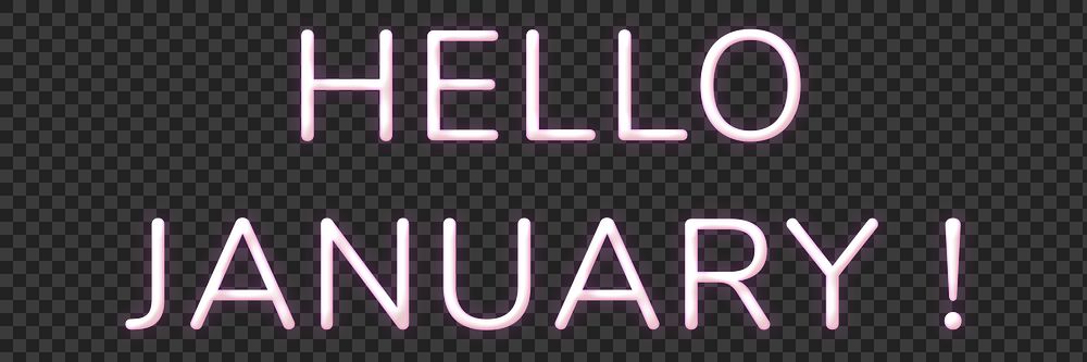 Glowing neon Hello January! png | Free PNG - rawpixel
