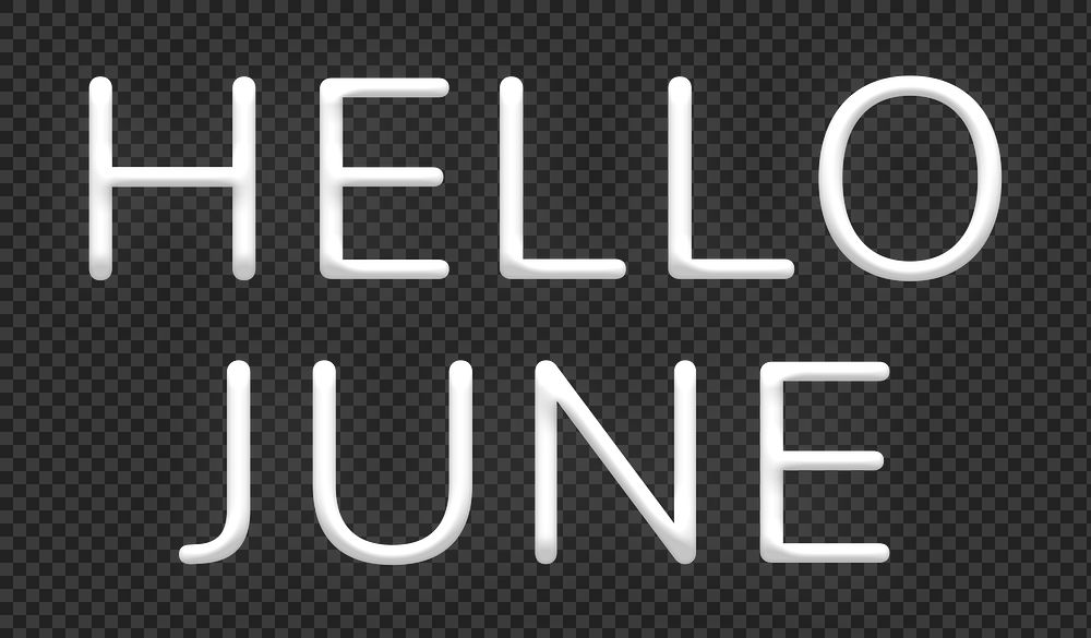 Hello June png neon typography | Free PNG - rawpixel