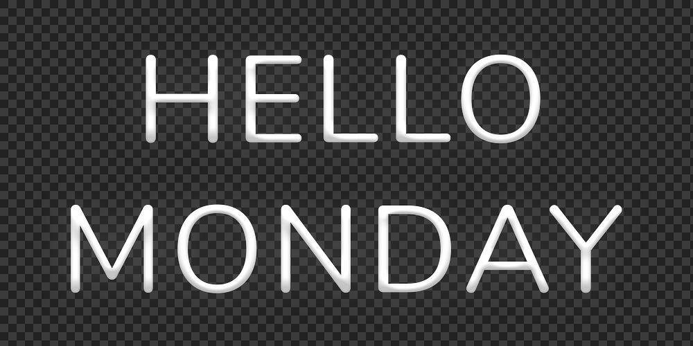 Hello Monday png neon typography | Free PNG - rawpixel