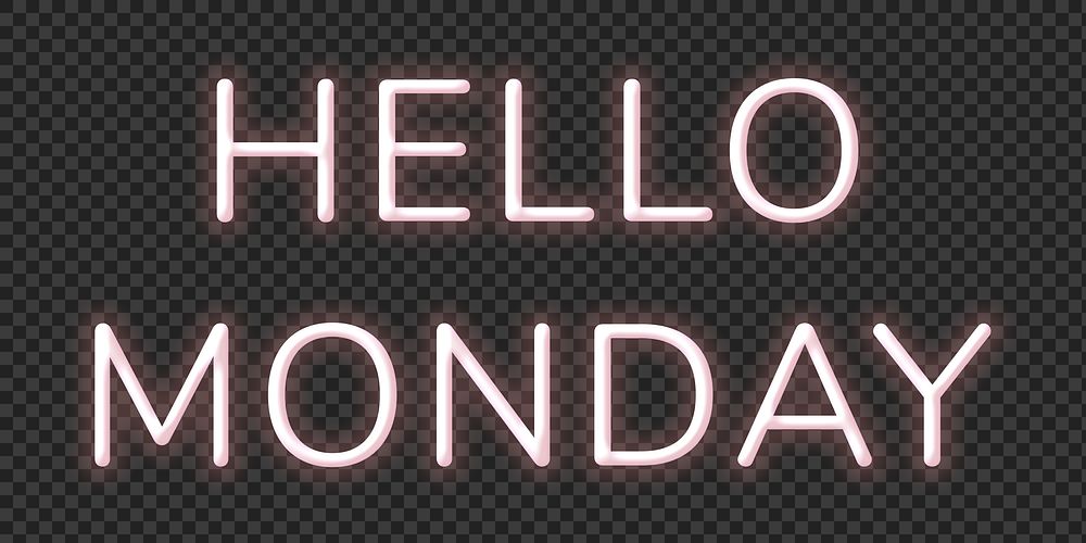 Neon Hello Monday png typography | Free PNG - rawpixel