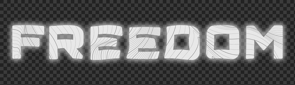 White neon freedom word topographic | Free PNG Sticker - rawpixel