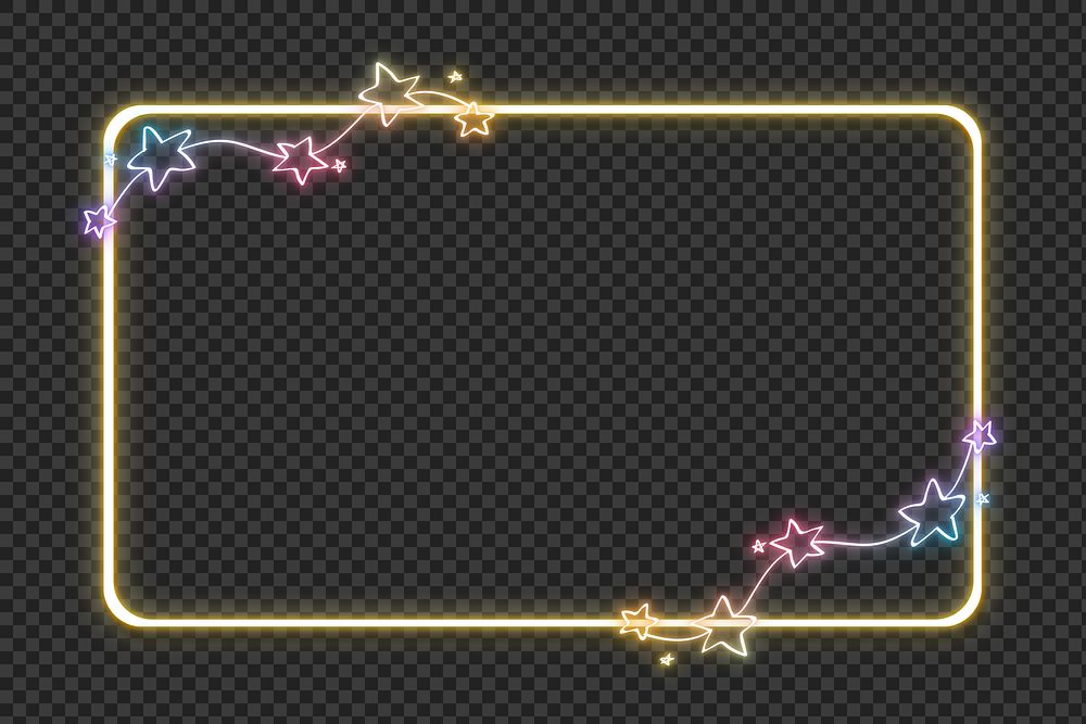Neon png frame rainbow star | Premium PNG - rawpixel