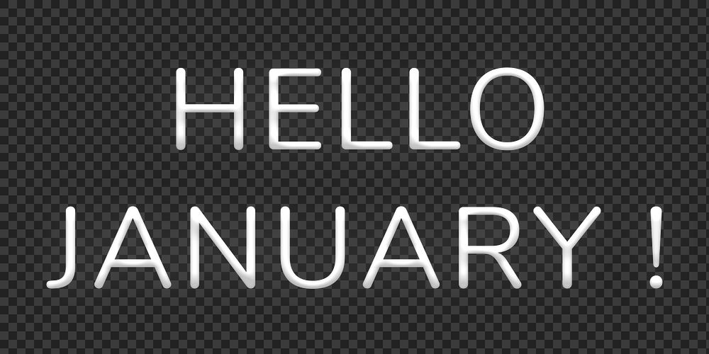 Hello January! png neon typography | Free PNG - rawpixel