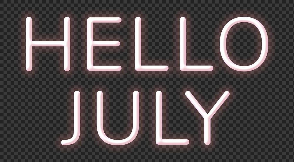 Glowing neon Hello July png | Free PNG - rawpixel