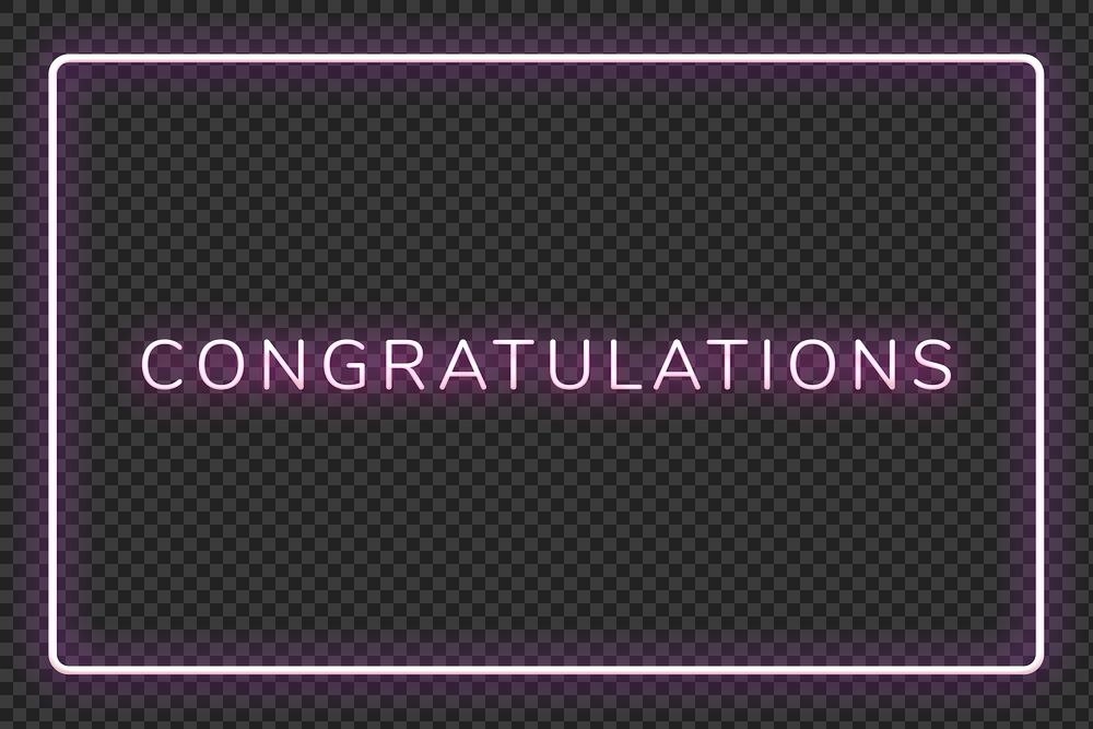 Glowing Congratulations purple neon typography | Premium PNG - rawpixel
