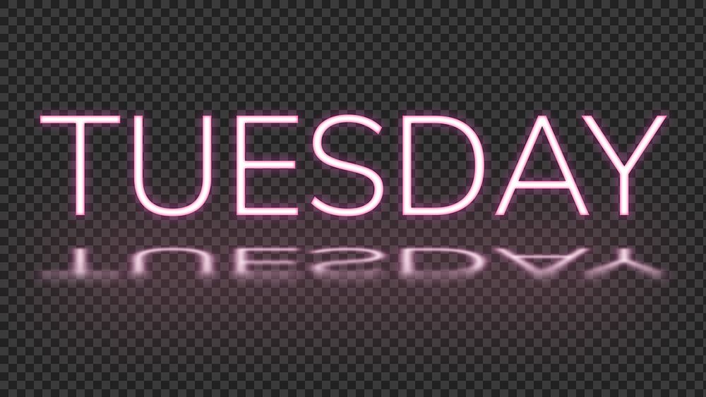Pink png Tuesday text neon | Free PNG - rawpixel