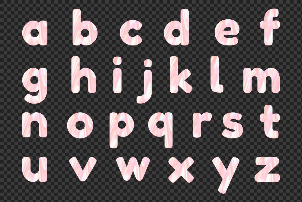 Pastel pink holographic alphabet png | Free PNG - rawpixel
