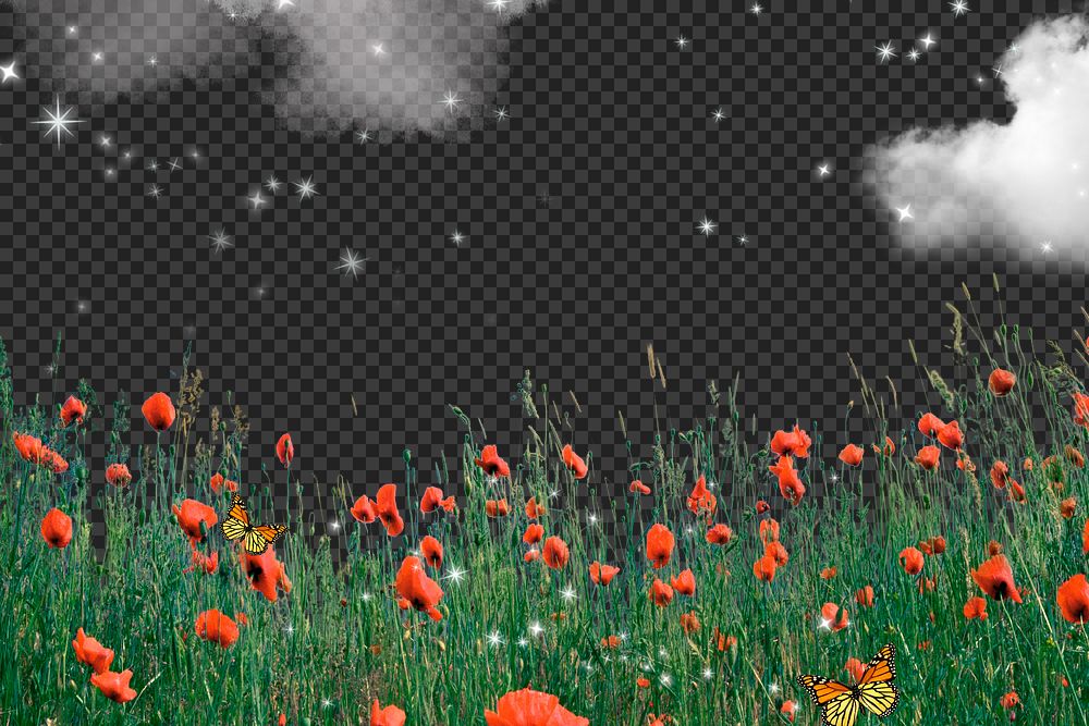 Flower field png border, red | Premium PNG - rawpixel
