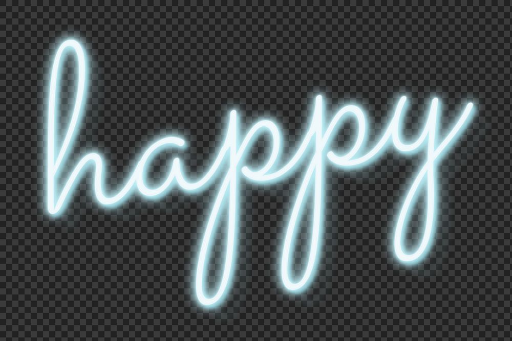 Blue happy neon word transparent | Premium PNG Sticker - rawpixel