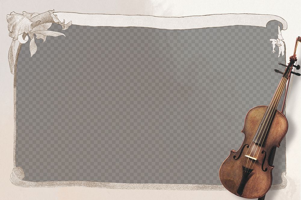 Rectangle floral frame with violin | Free PNG Sticker - rawpixel