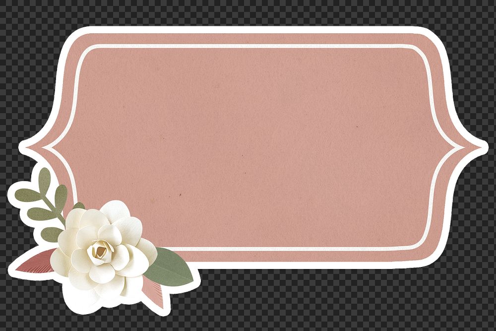 Floral frame sticker with a white | Premium PNG Sticker - rawpixel