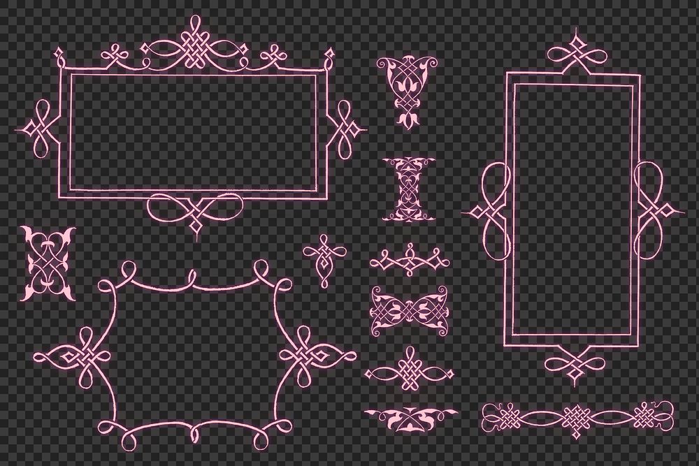 Pink filigree frame set png, | Free PNG - rawpixel