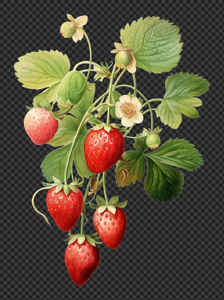 PNG Strawberry Vine branch strawberry | Free PNG - rawpixel
