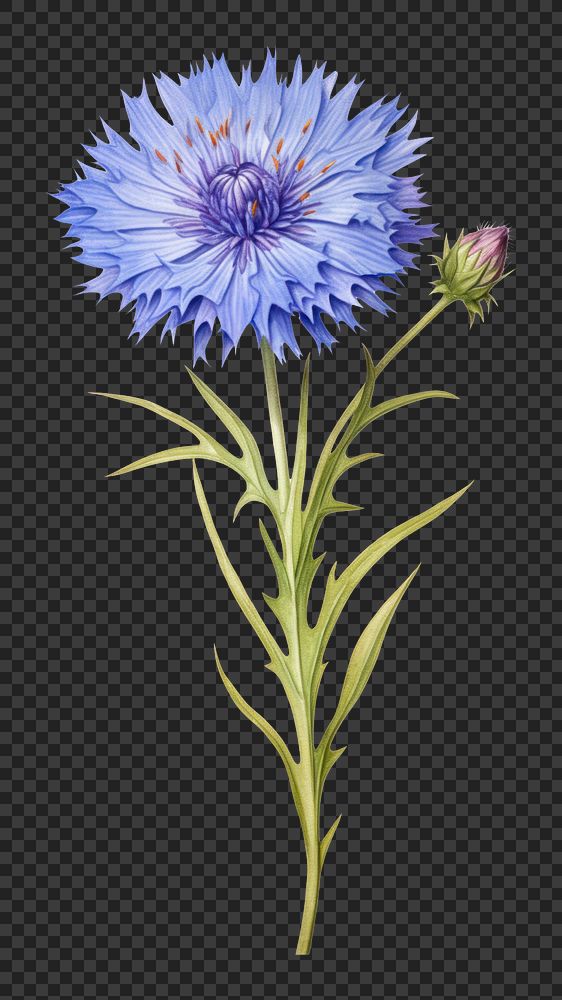 PNG Flower illustration cornflower botanical | Free PNG - rawpixel