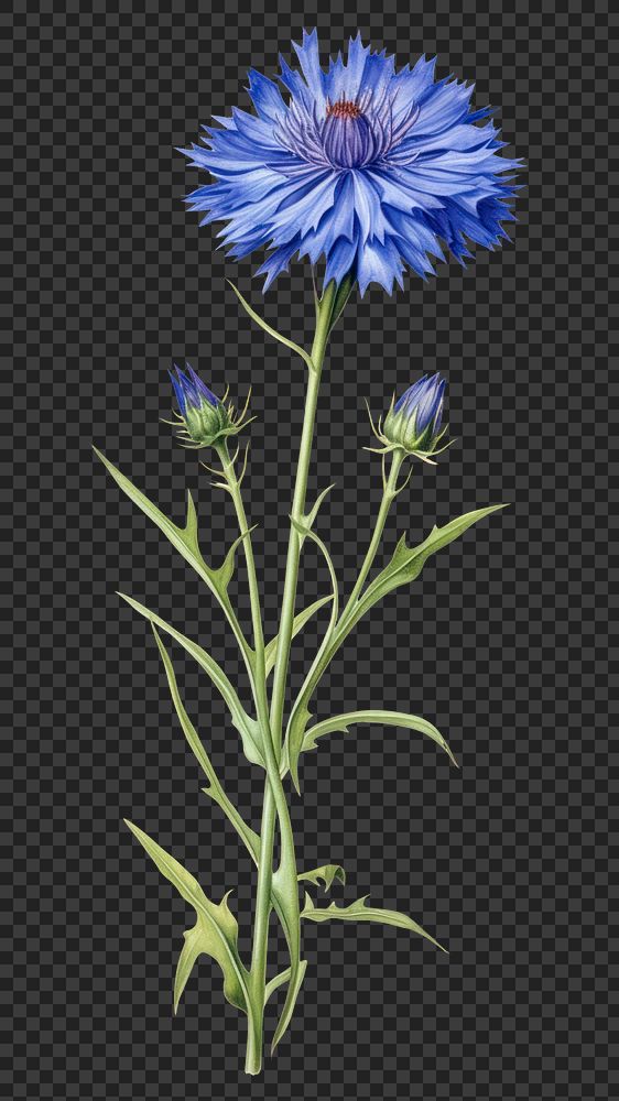 PNG Flower illustration cornflower botanical | Free PNG - rawpixel