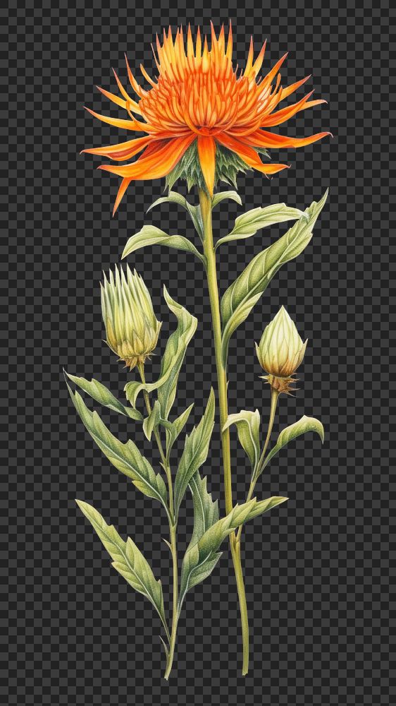 PNG Safflower illustration botanical safflower. | Free PNG - rawpixel