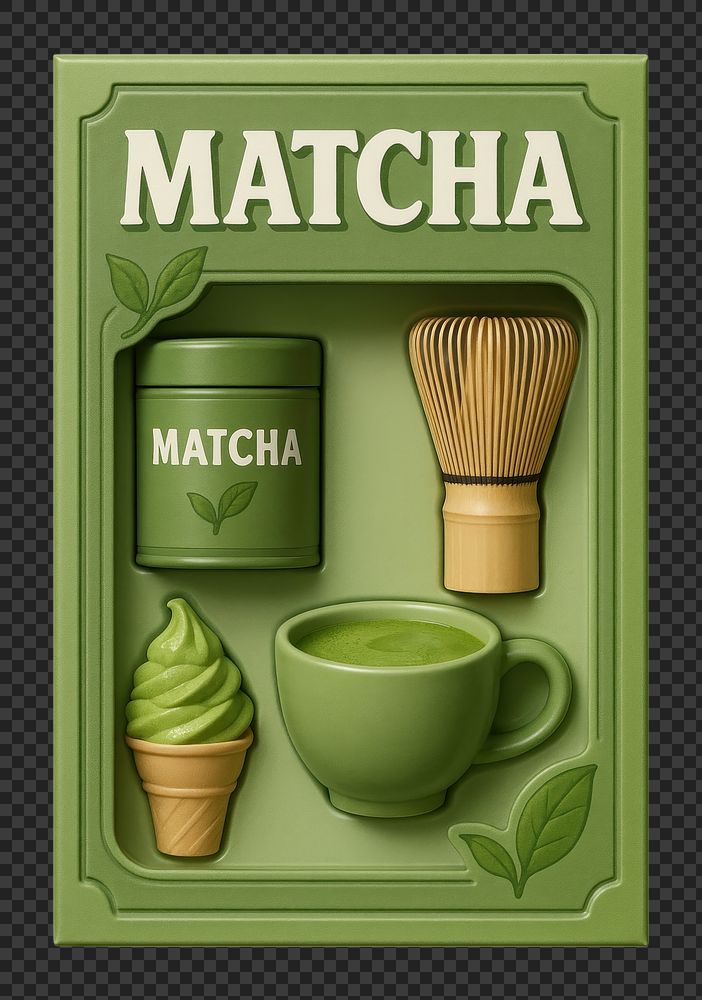 PNG Matcha-themed illustration set transparent | Free PNG - rawpixel