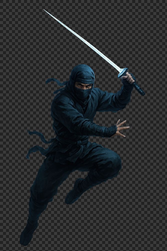 PNG Ninja wielding lightning sword | Free PNG - rawpixel