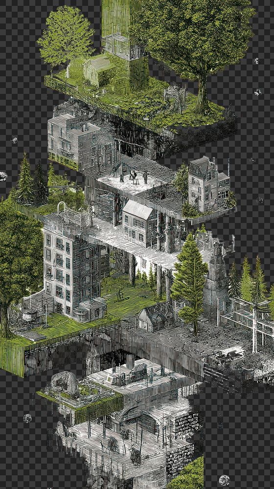 PNG Intricate layered architectural landscape | Free PNG - rawpixel