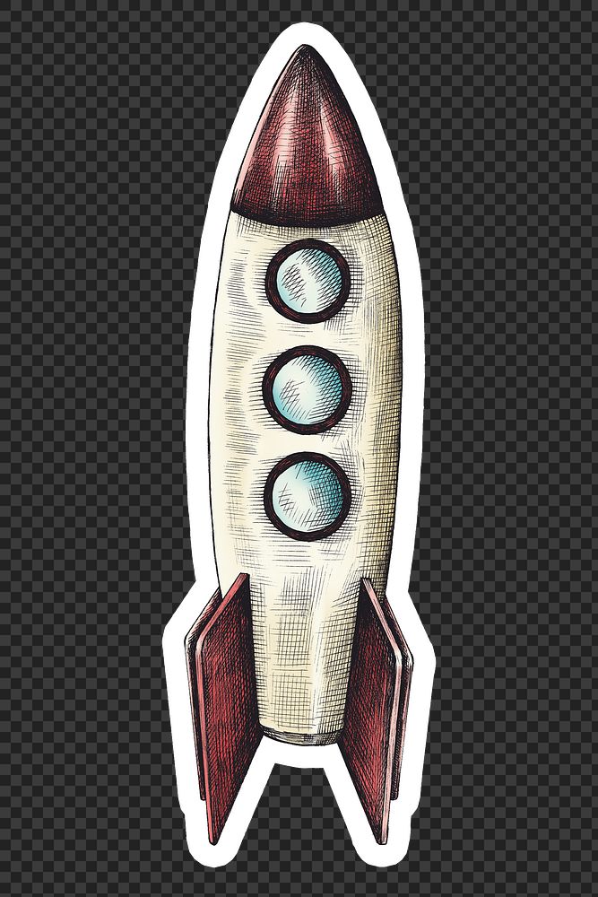 Vintage cartoon rocket sticker png | Free PNG Sticker - rawpixel