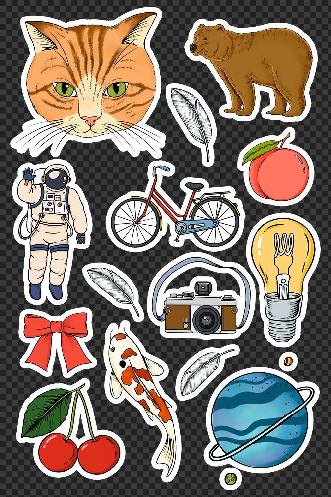 Colorful mix stickers set design | Premium PNG - rawpixel