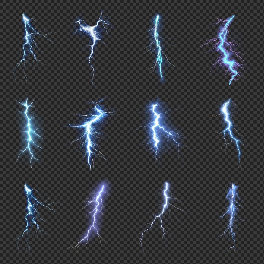 Lightning effect png element set | Free PNG - rawpixel
