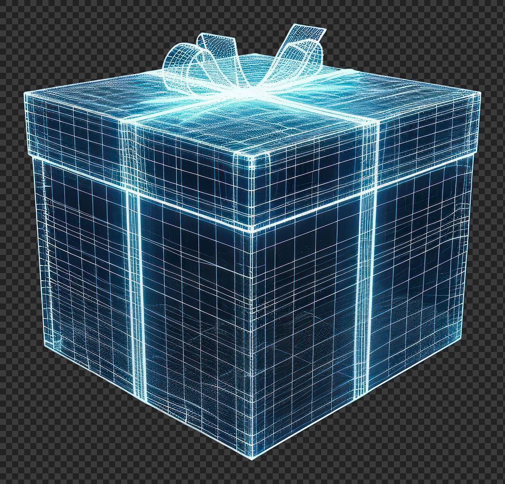 PNG Glowing wireframe cute gift | Premium PNG - rawpixel