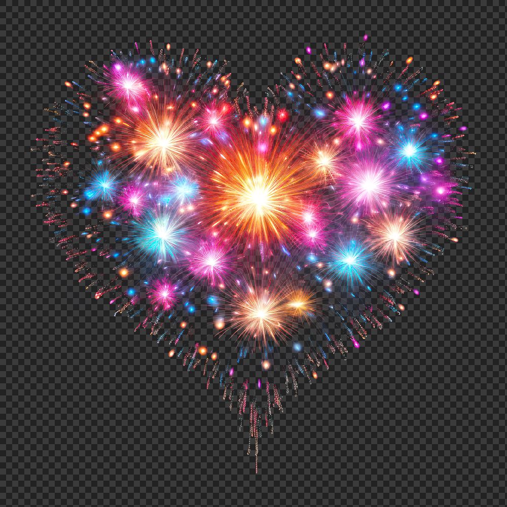 PNG Fireworks colorful heart shape | Premium PNG - rawpixel