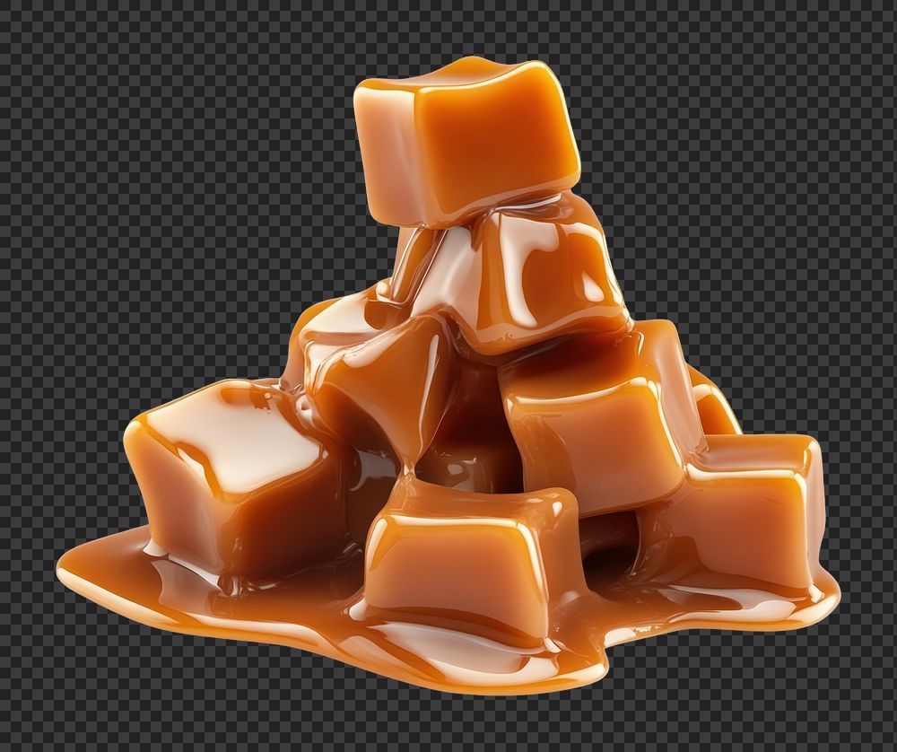 PNG Caramel cubes melting dessert | Free PNG - rawpixel