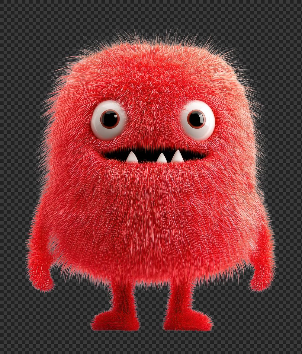 PNG Bright red fluffy monster | Free PNG - rawpixel
