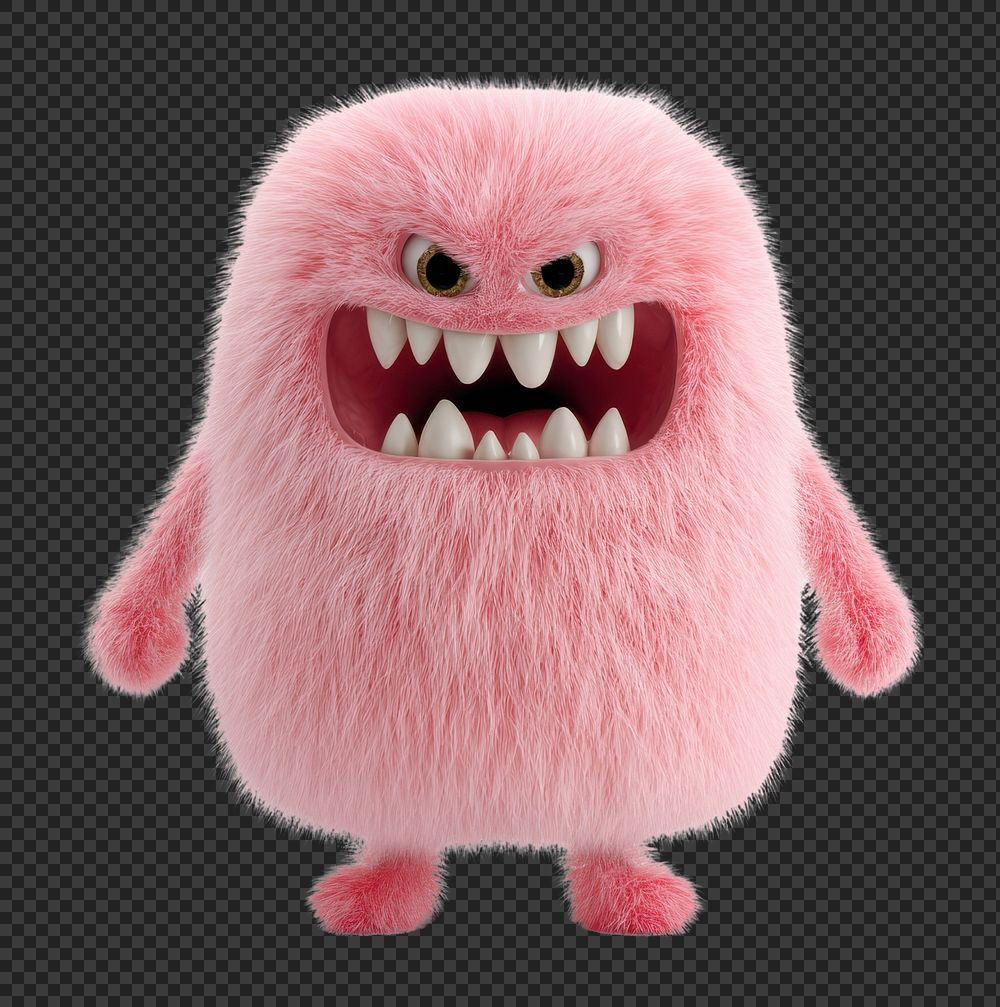 PNG Pink furry chubby monster | Free PNG - rawpixel