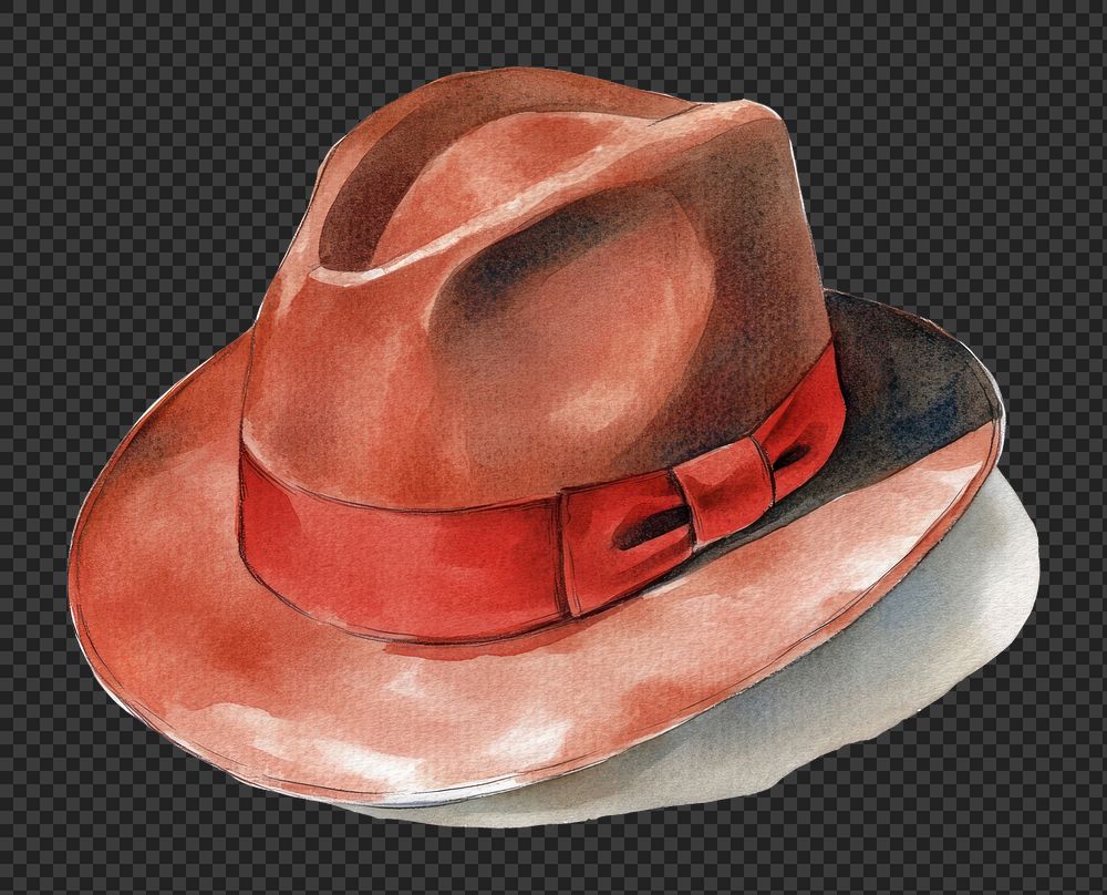 PNG Fedora illustration watercolor vintage | Free PNG - rawpixel