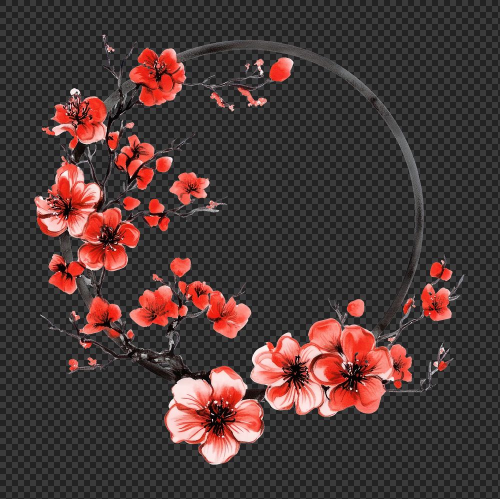 Red Flower Circle Frame PNG Images | Free Photos, PNG Stickers ...