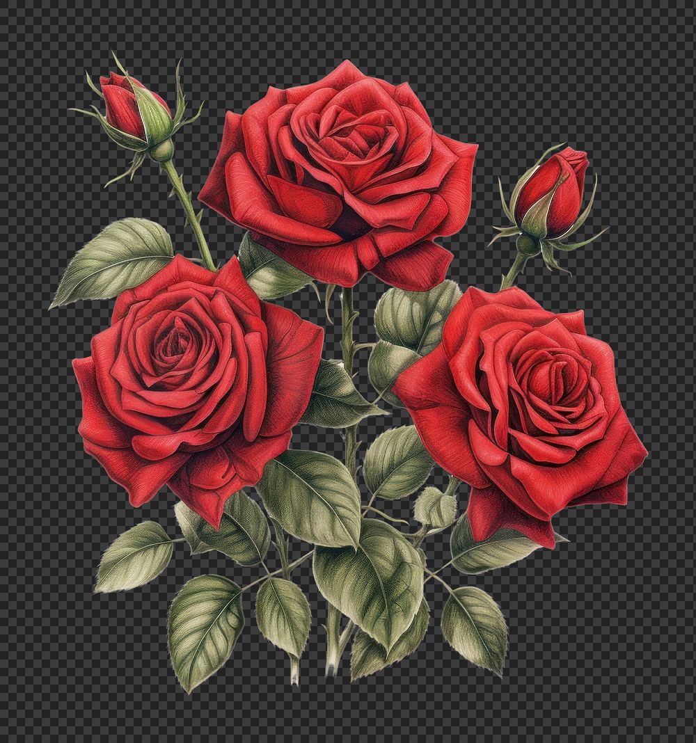 PNG Red roses art illustration | Free PNG - rawpixel