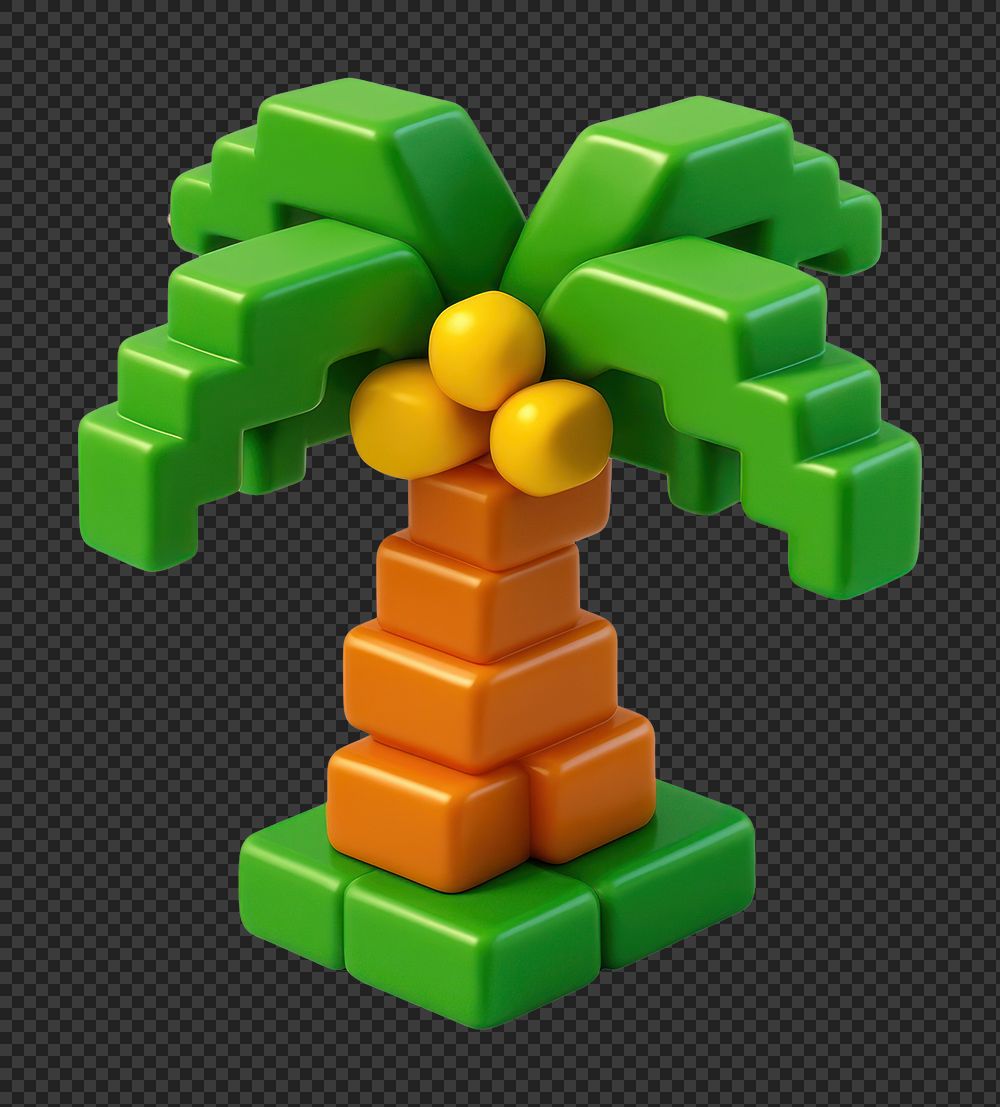 PNG Colorful blocky palm tree | Free PNG - rawpixel