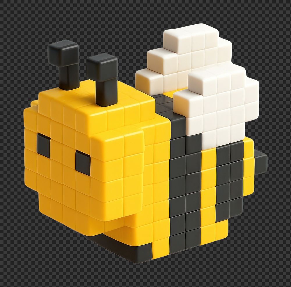 PNG Pixelated bee 3D blocks. | Free PNG - rawpixel