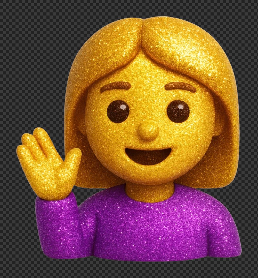 PNG Glittery waving emoji figure | Free PNG - rawpixel