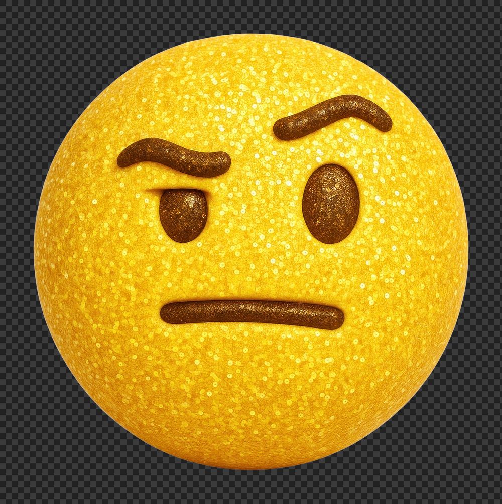 PNG Glittery skeptical emoji face | Free PNG - rawpixel